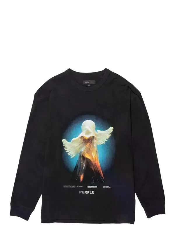 PURPLE BRAND Graphic-print Long-sleeve T-shirt - Black