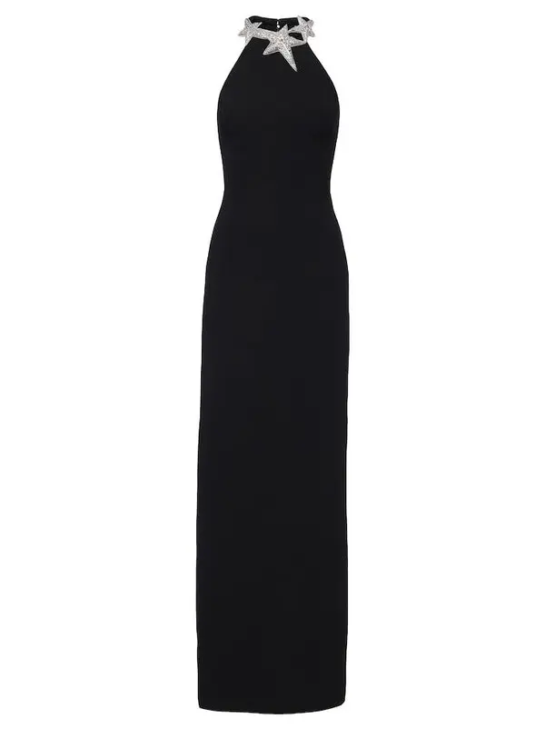 David Koma Embellished Halterneck Cady Gown - Black