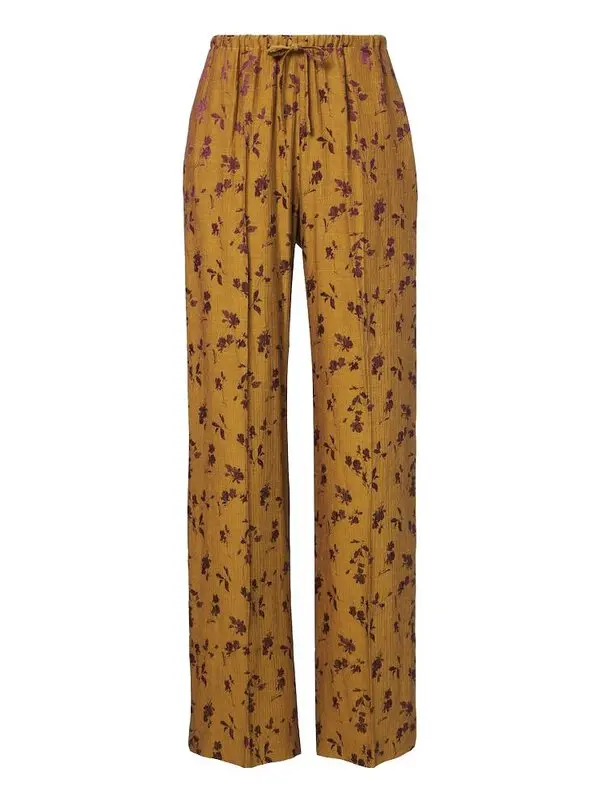 Dries Van Noten Floral Wide-leg Pants - Yellow