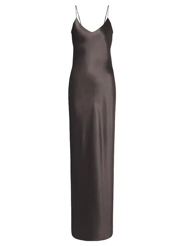 NILI LOTAN Cami Silk Satin Slip Dress - Grey
