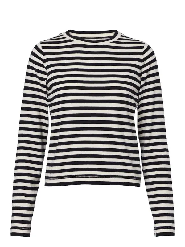 Extreme Cashmere N°451 Lisa Striped Cotton And Cashmere Top - Blue