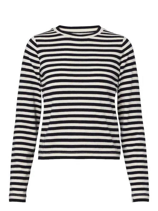 Extreme Cashmere N°451 Lisa Striped Cotton And Cashmere Top - Blue