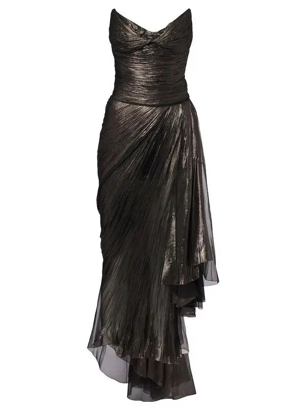 MARIA LUCIA HOHAN Heidi Metallic Silk Corset Gown - Grey