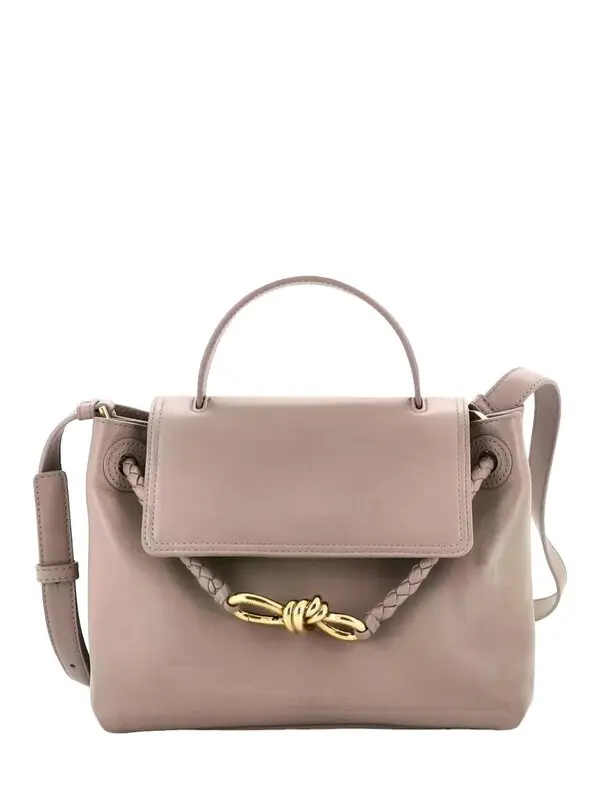 Bottega Veneta Ciao Ciao Leather Satchel With Intrecciato Detail - Grey