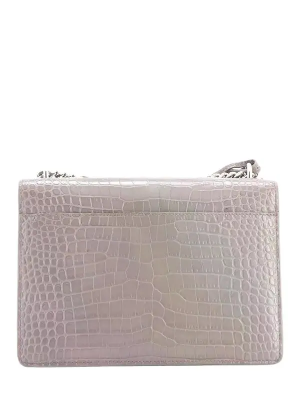 Saint Laurent Sunset Crocodile Embossed Leather Medium Crossbody Bag - Grey