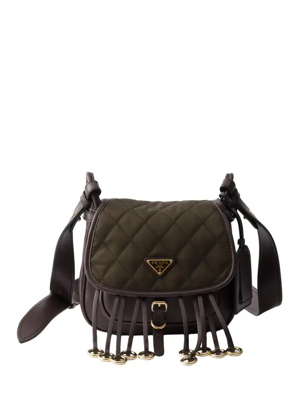 Prada Corsaire Re-nylon And Leather Mini Shoulder Bag - Forest/dark Brown