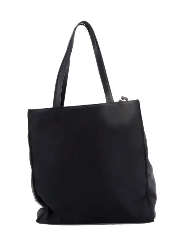 Prada Padded Convertible Shopping Re-nylon With Leather Medium Tote Bag - Black