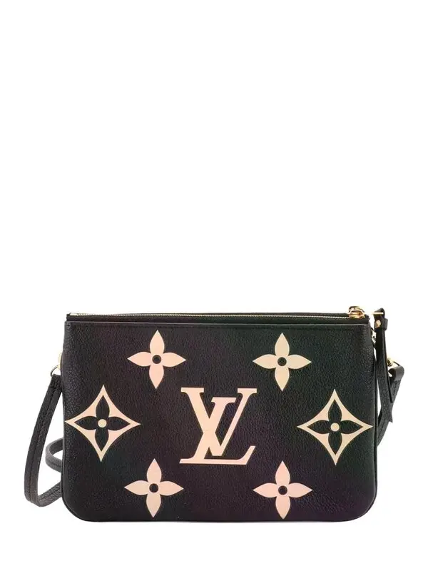LOUIS VUITTON Double Zip Pochette Bicolor Monogram Empreinte Giant Crossbody Bag - Black