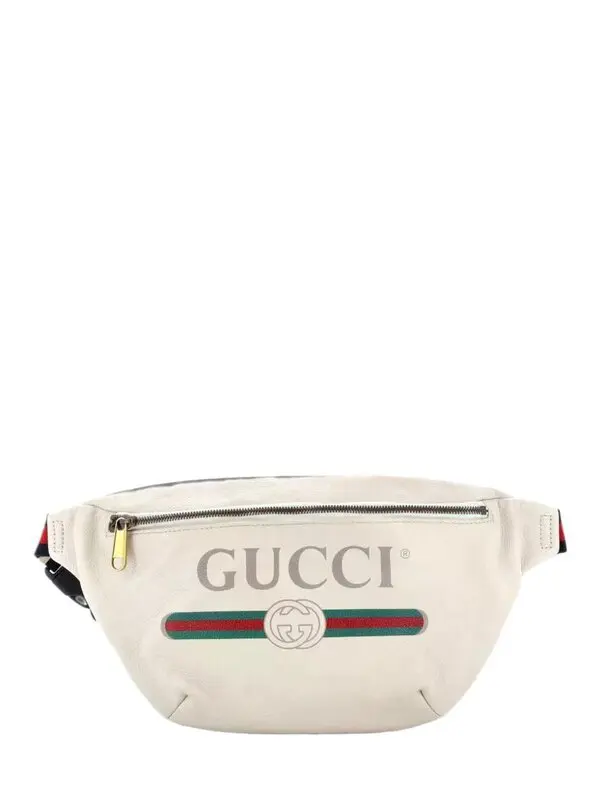 Gucci Logo Printed Leather Medium Belt Bag - Neutrals