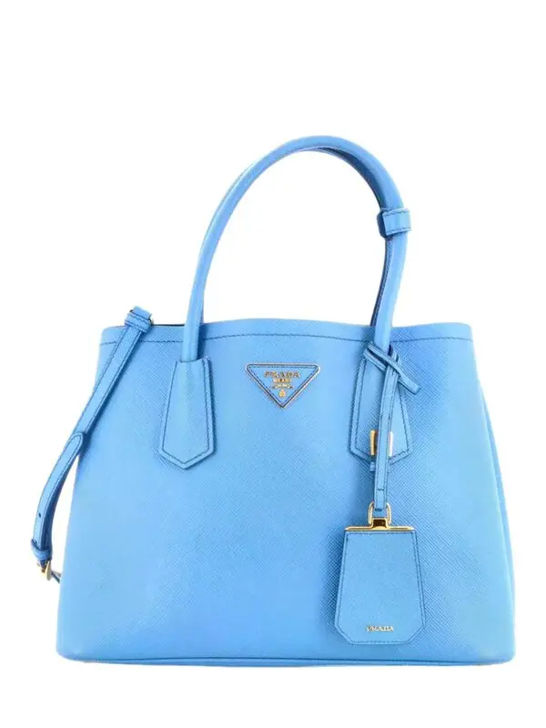 Prada Cuir Double Saffiano Leather Small Tote Bag - Blue
