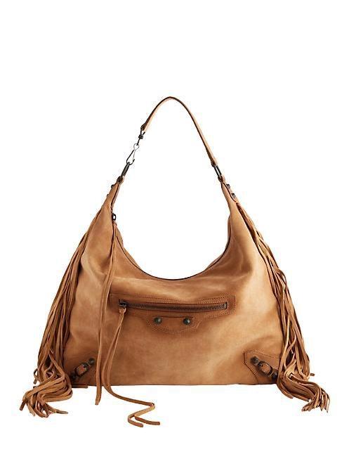 Balenciaga Le City Hobo Medium Suede Shoulder Bag - Camel