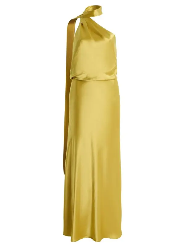 Staud Estelle Satin Maxi Dress - Yellow