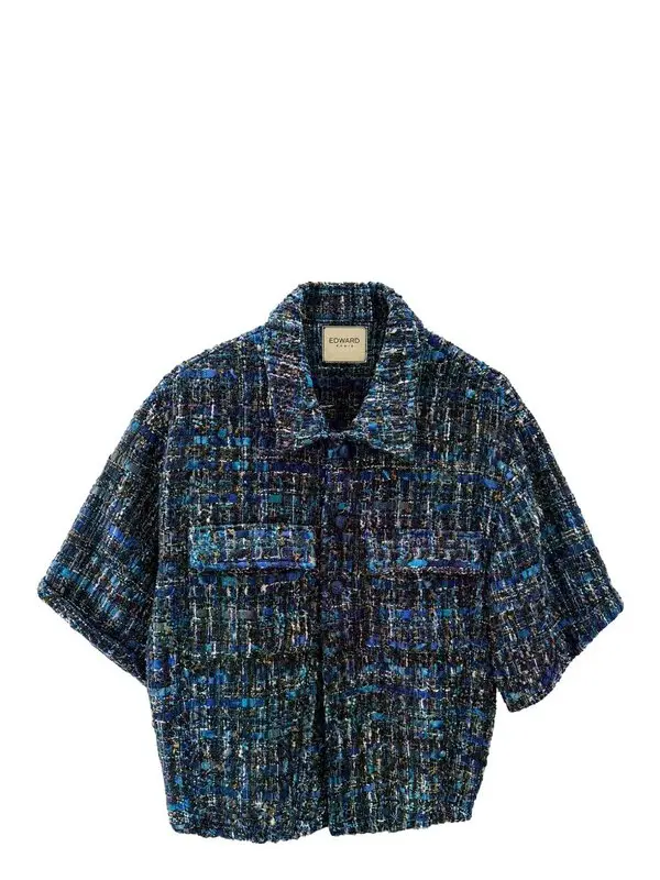 EDWARD ACHOUR PARIS Short-sleeve Tweed Jacket - Blue