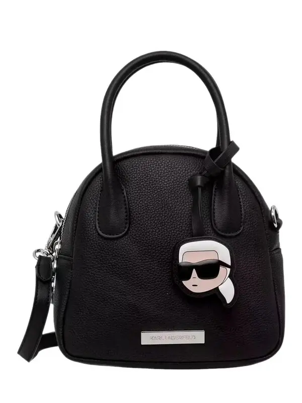 Karl Lagerfeld Logo-charm Grained Tote Bag - Black
