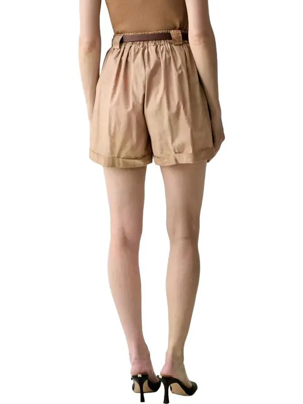 HAVEONE Belted Pleated Tailored Shorts - Neutrals