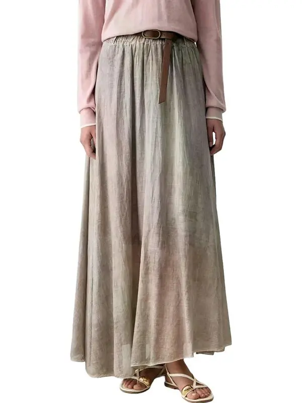 HAVEONE Belted Elasticated-waist Maxi Skirt - Grey