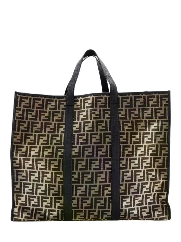 Fendi Karligraphy Metallic Zucca Canvas Large Tote Bag - Brown