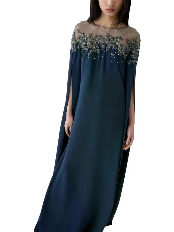 Carolina Herrera Floral-embroidered Maxi Dress - Blue