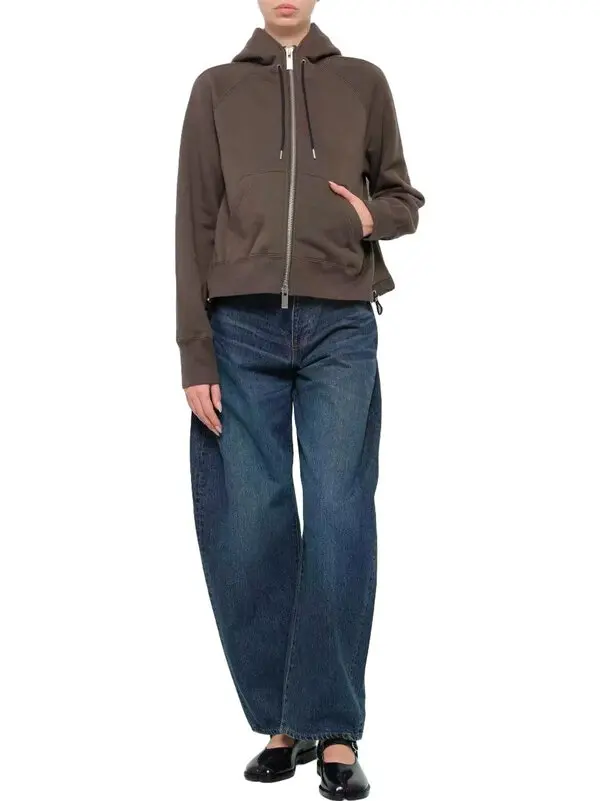 Sacai Zip-up Drawstring Hoodie - Brown