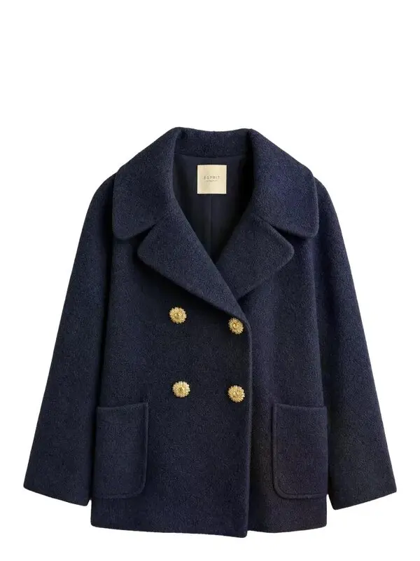 EDWARD ACHOUR PARIS Double-breasted Bouclé Coat - Blue