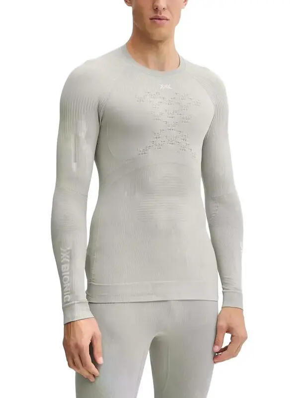 X-BIONIC Ribbed-knit Perforated Long-sleeve Top - Grey