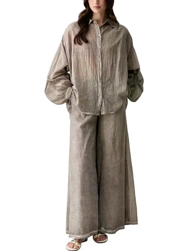 HAVEONE Elasticated Palazzo Pants - Neutrals