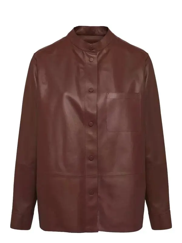YVES SALOMON Supple Lambskin Shirt - Brown