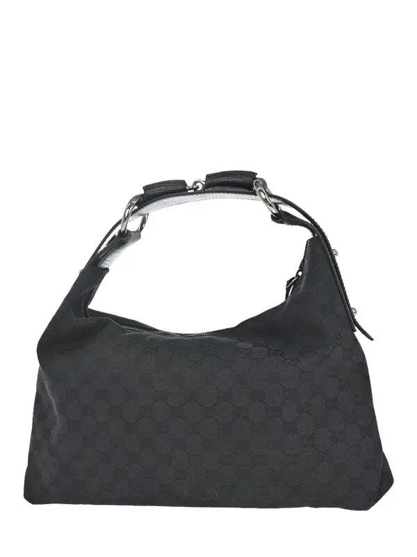 Gucci 1990-2000s Horsebit Gg Shoulder Bag - Black