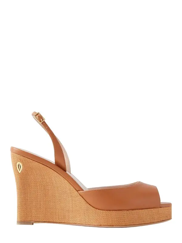 Jennifer Chamandi Nino 105 Leather Wedge Sandals - Brown