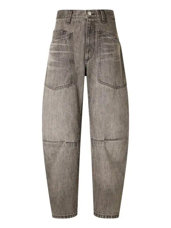 NILI LOTAN Shon Mid-rise Barrel-leg Jeans - Gray