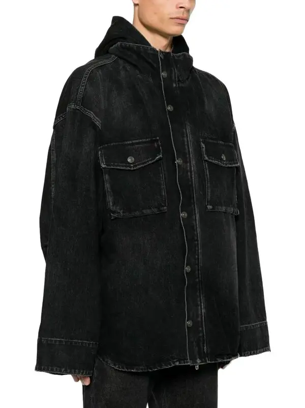 Balenciaga Hooded Denim Jacket - Black