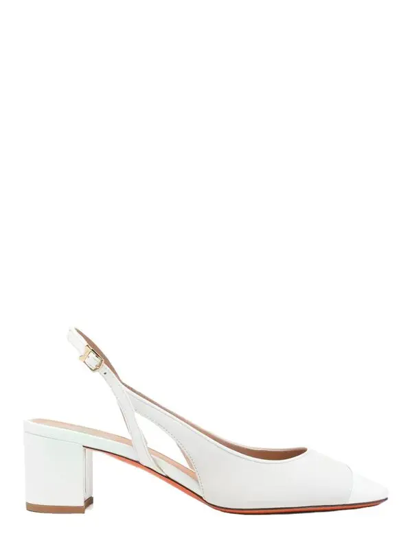 Santoni Leather Slingback Pumps - White