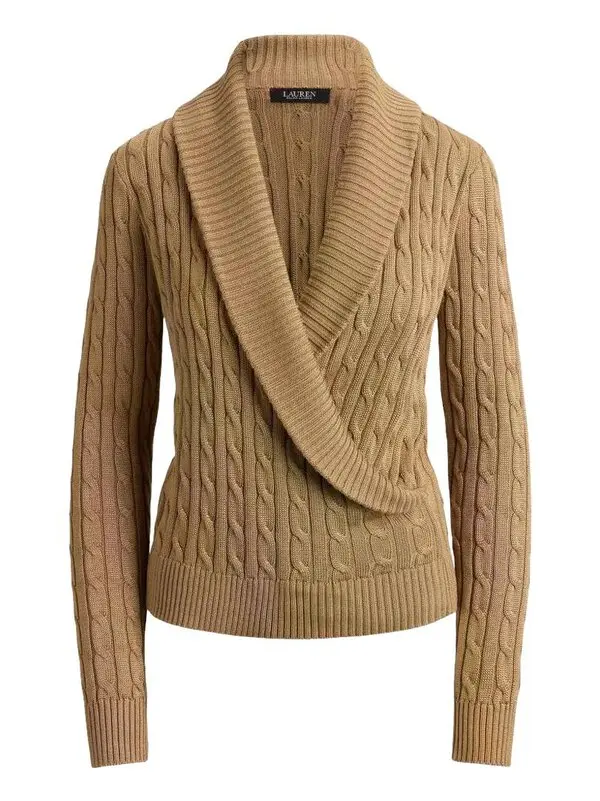 Ralph Lauren Cable-knit Shawl-collar Sweater - Brown
