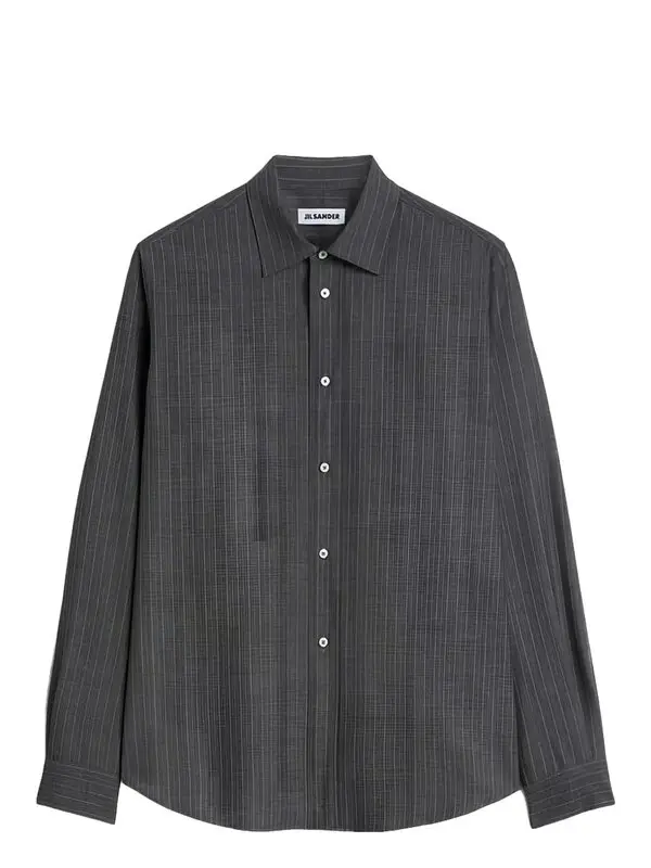 JIL SANDER Pinstripe-pattern Wool Shirt - Grey