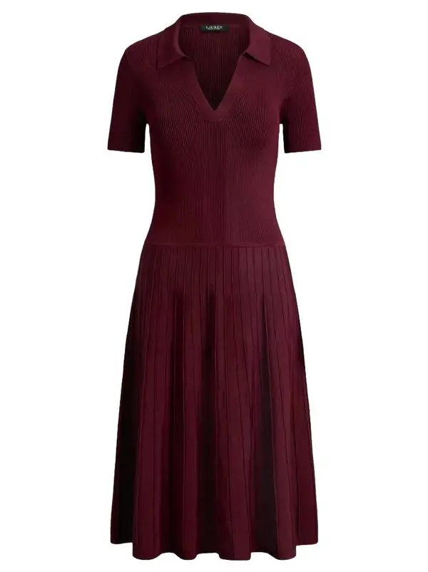 Ralph Lauren Rib-knit Short-sleeve Midi Dress - Red