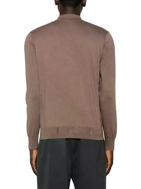 Eleventy Long-sleeve Polo Shirt - Brown