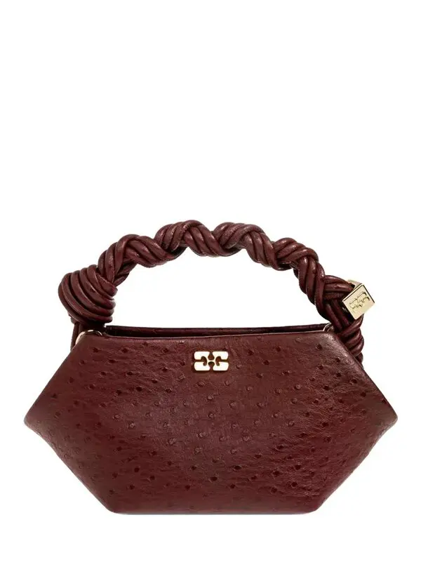 GANNI Small Bou Bag With Ostrich-effect Texture - Brown