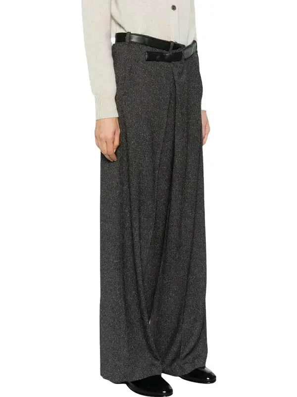 DARKPARK Belted Tailored Wide-leg Trousers - Grey