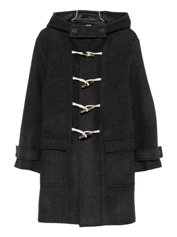 SEMICOUTURE Hooded Toggle-fastening Coat - Grey