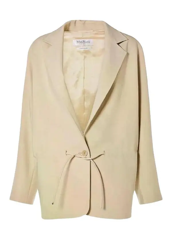 Max Mara Drawstring-waist Notched-lapels Jacket - Neutrals