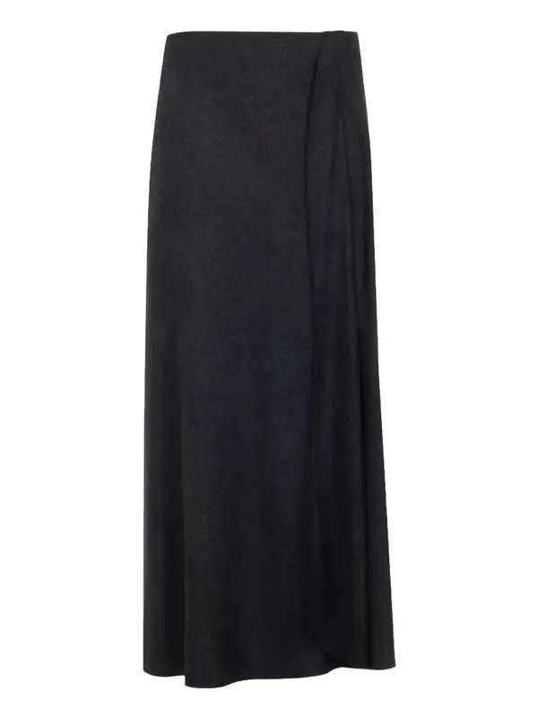 Giorgio Armani Draped Wool Maxi Skirt - Grey