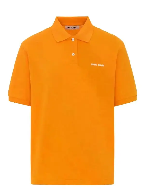 Miu Miu Embroidered-logo Polo Shirt - Orange