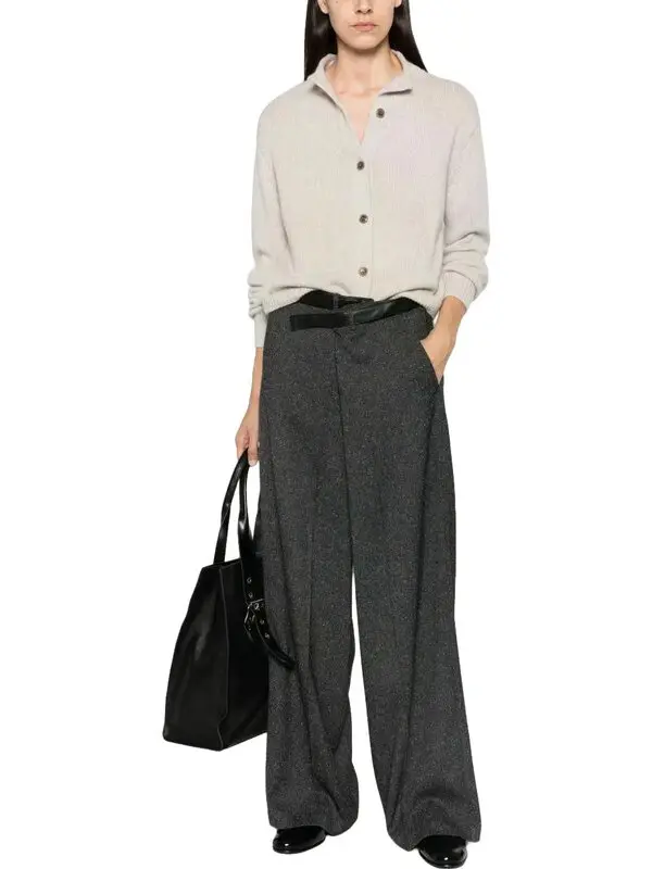 LISA YANG Crew Neck Cardigan - Neutrals