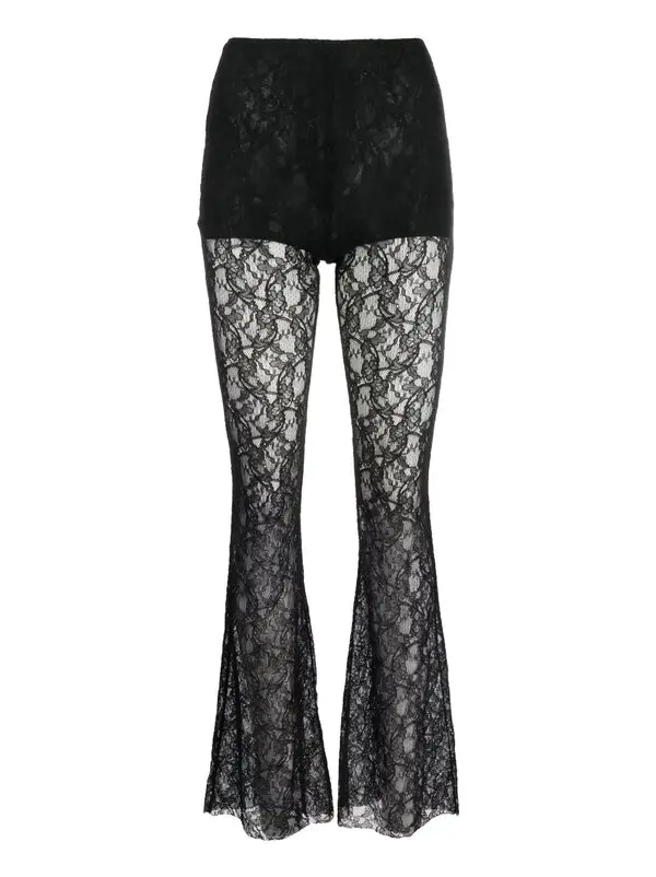Philosophy Di Lorenzo Serafini Floral Lace Flared Trousers - Black