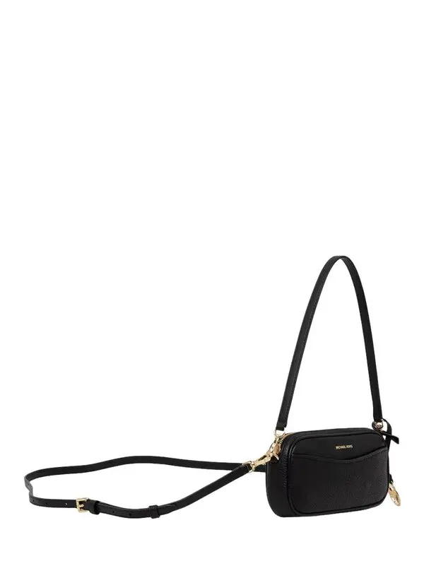 Michael Kors Logo-plaque Pebbled-leather Shoulder Bag - Black