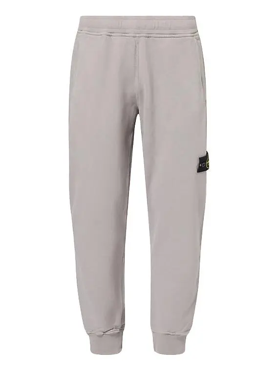 Stone Island Logo-patch Tapered Cotton Jogging Bottoms - Grey