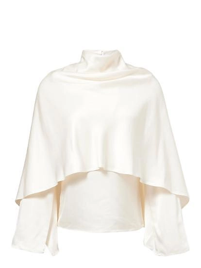 ROHE FRAMES Draped Cape Satin Top - Cream