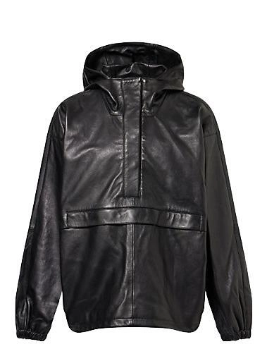 ROHE FRAMES Hooded Oversize Leather Jacket - Black