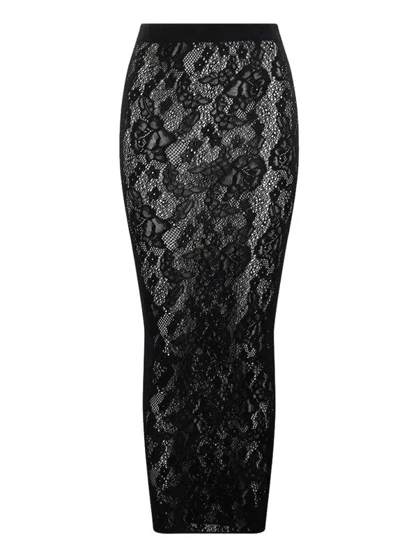 Wolford Lace Pattern Semi-sheer Midi Pencil Skirt - Black