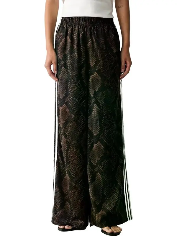 Adidas Satin Snake-print Wide-leg Track Pants - Brown